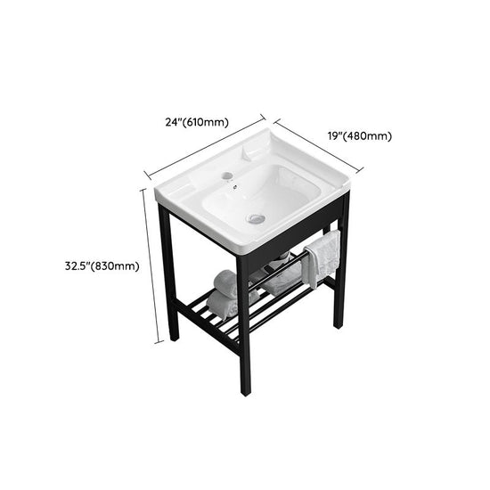 Modern Bathroom Sink Vanity Metal Frame Shelving Included Freestanding ...
