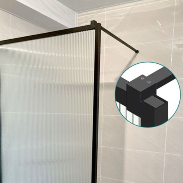 Fixed Black Shower Screen Full Frame Half Partition Shower Door - Clearhalo