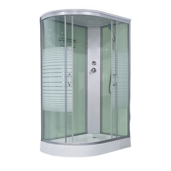 Round Shower Stall Double Sliding Shower Stall with Base Kit - Clearhalo