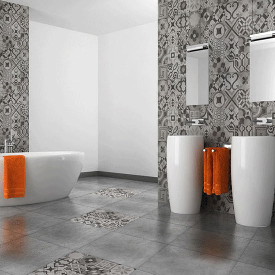 Morocco Square Tile Flower Pattern Singular Tile for Bathroom - Clearhalo