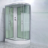 Round Shower Stall Double Sliding Shower Stall with Base Kit - Clearhalo