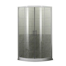 Round Shower Kit Tempered Glass Shower Enclosure with Door Handle ...