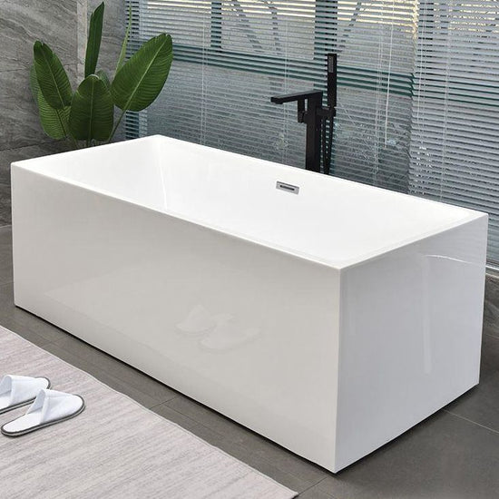 Acrylic Center Bath Stand Alone Soaking Rectangular Modern Bathtub ...