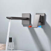 Contemporary Wall Mounted Bathroom Faucet Lever Handles Solid Brass ...