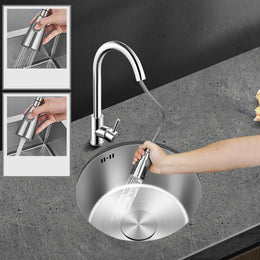 Contemporary Style Kitchen Sink Stainless Steel Round Kitchen Sink ...