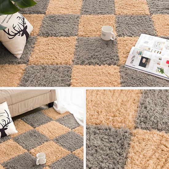 Modern Carpet Tiles Square Color Block Shag Interlocking Carpet Tiles ...
