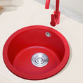 Quartz Kitchen Sink Single Bowl Red Round Kitchen Sink with Drain ...