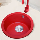 Quartz Kitchen Sink Single Bowl Red Round Kitchen Sink with Drain ...