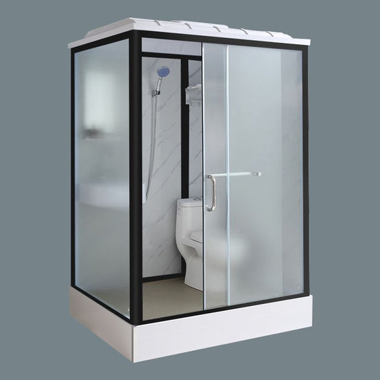 Frosted Tempered Glass Shower Kit with Ceiling and Back Wall Panel ...
