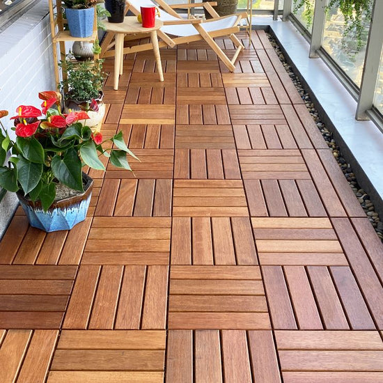 Outdoor Patio Flooring Tiles Interlocking Wooden Decking Tiles - Clearhalo