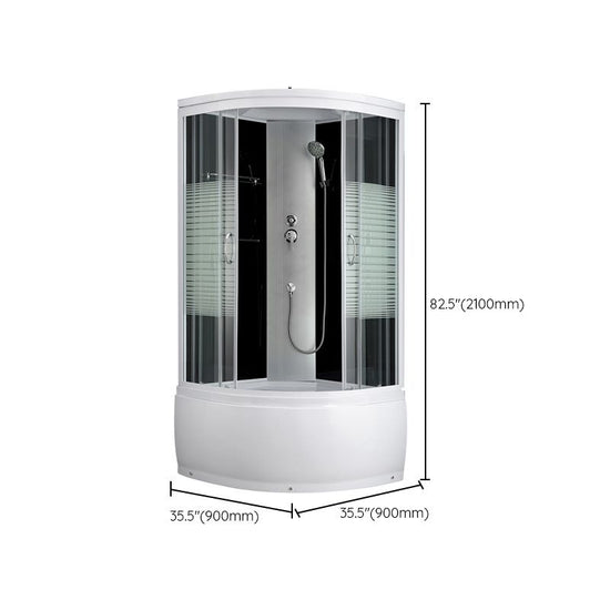 Framed Rounded Shower Stall with Shower Base Tempered Glass Shower ...