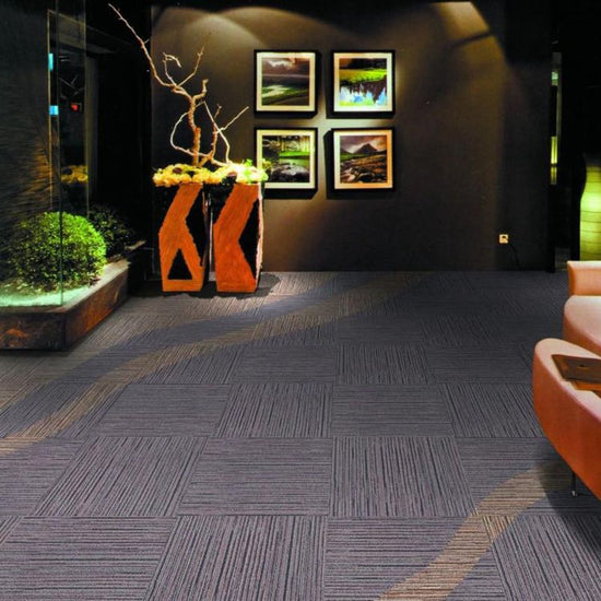 Loose Lay Indoor Carpet Tiles Dark Color Non-Skid Level Loop Carpet ...