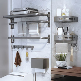 Modern Bathroom Accessories Hardware Set Grey Metal Bathroom Accessory ...