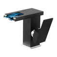 Contemporary Square Vessel Faucet Waterfall Spout with LED Three-Color ...