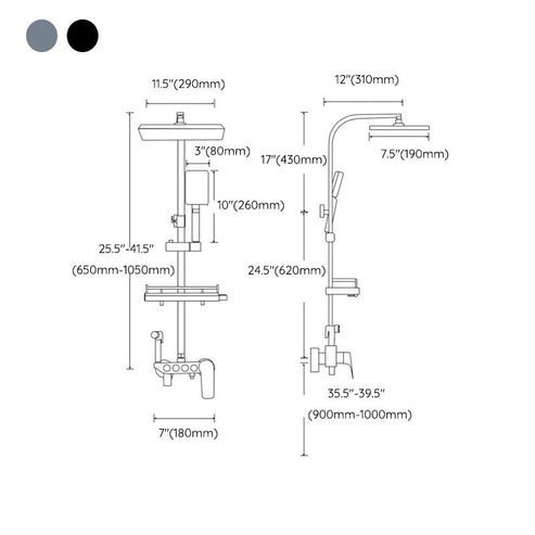 Modern Shower Set Solid Color Valve Included Bath Tub and Shower Head ...