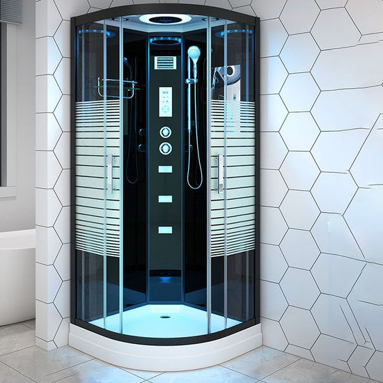 Clear Tempered Glass Shower Stall Framed Rounded Shower Stall with Base ...