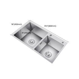 Scratch Resistant Kitchen Sink Double Bowl Stainless Steel Square Top ...
