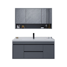 Solid Wood Wall Mount Single-Sink Modern Open Console with Sink Set ...