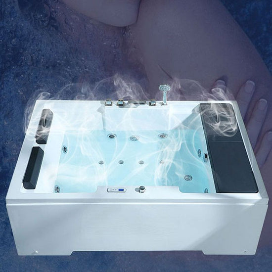 Modern Style Acrylic Rectangular Bath Tub White Tub with Internal Drain ...