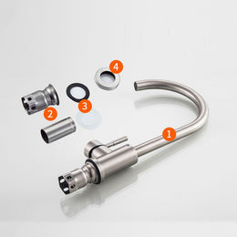 Modern Kitchen Sink Faucet Stainless Steel with Handles and Supply ...
