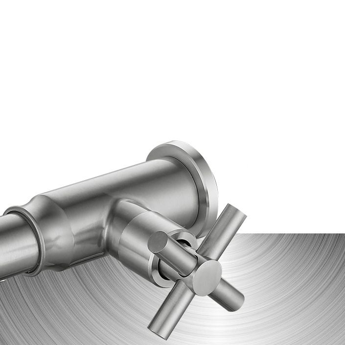 Contemporary Vessel Faucet Stainless Steel Cross Handles Wall Mounted ...