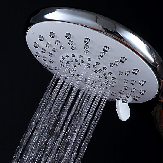 Basic Shower Head Round Plastic Handheld Shower Head in Silver - Clearhalo