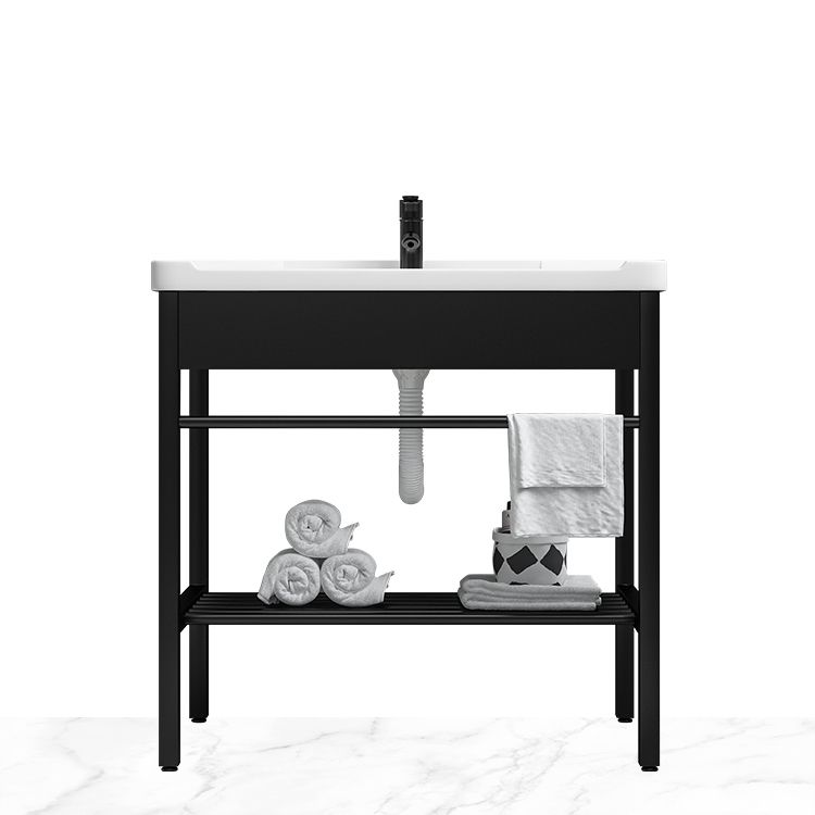 Modern Bathroom Sink Vanity Metal Frame Shelving Included Freestanding ...