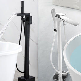 Modern Freestanding Tub Filler with Hand Shower Floor Mounted Bathroom ...