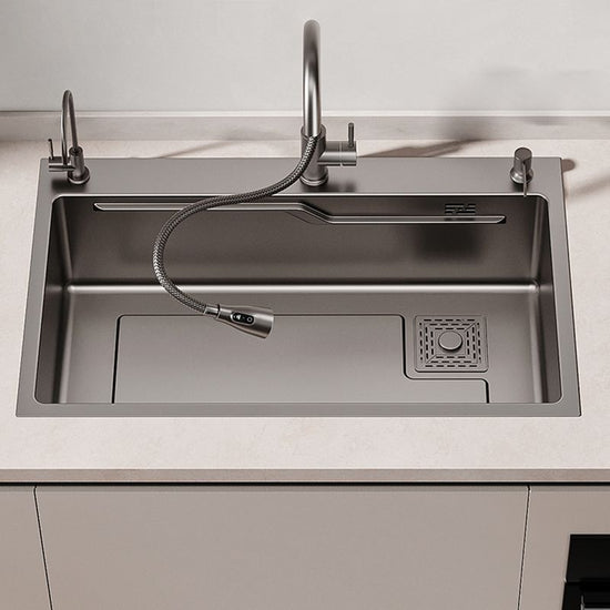 Contemporary Style Kitchen Sink Set Stainless Steel Friction Resistant ...