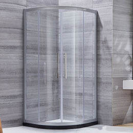 Corner Round Shower Kit Tempered Glass Double Sliding Shower Kit ...