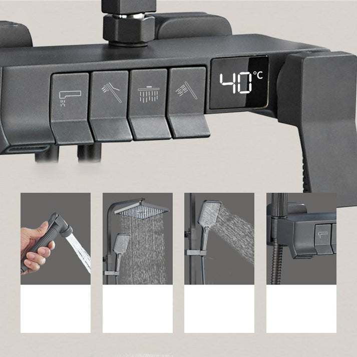 Square Shower Head Combo Wall Mount Digital Display with Rain Shower ...