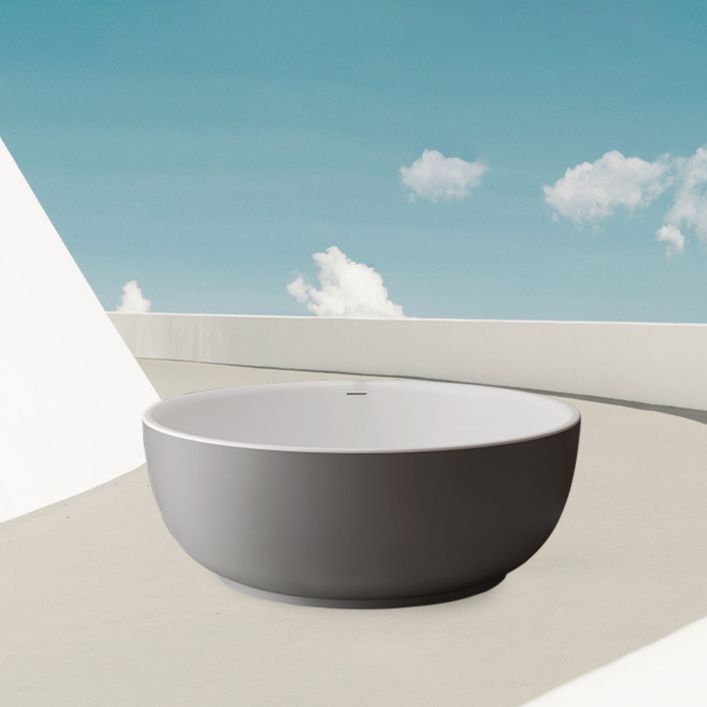 Round Antique Finish Soaking Bath Stand Alone Modern Bath Tub - Clearhalo