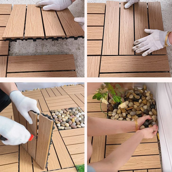Deck Plank Wooden Outdoor Waterproof Slip Resistant Floor Board - Clearhalo