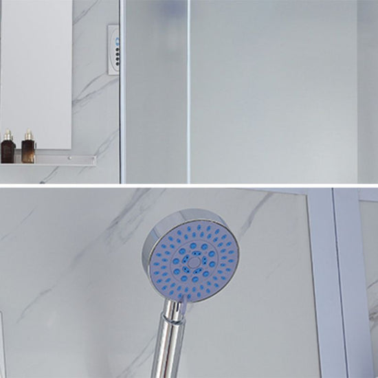 Frosted Tempered Glass Shower Kit with Ceiling and Back Wall Panel ...