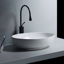 Modern Bathroom Sink Porcelain Round Vessel Lavatory Sink with Pop-Up ...