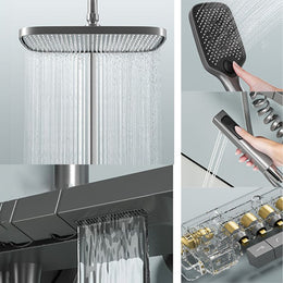 Digital Display Shower System Brass 2 Shower Heads Shower Set - Clearhalo