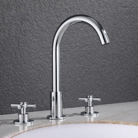 Goose Neck Bathroom Basin Faucet 2 Handle Hot and Cold Water Sink ...