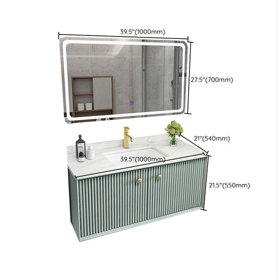 Wood Frame Vanity Glam Green Single Sink Mirror Wall-Mounted Bath ...