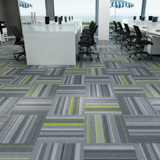 Modern Level Loop Carpet Tiles Stripe Print Interlocking Carpet Floor ...