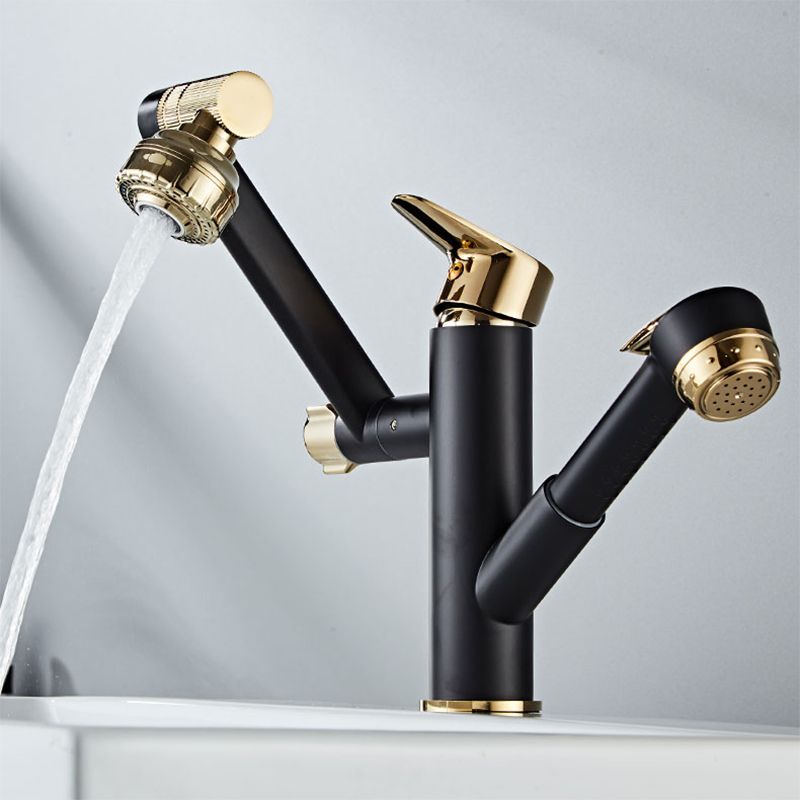 Glam Vessel Faucet Brass Lever Handles Swivel Spout Basin Lavatory ...