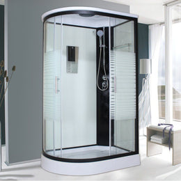 Corner Tempered Glass Shower Stall Home Round Double Sliding Shower ...