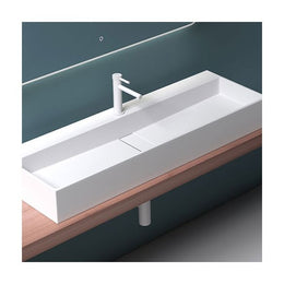Contemporary Bathroom Sink Man Made Rock Rectangular Vessel Sink with ...
