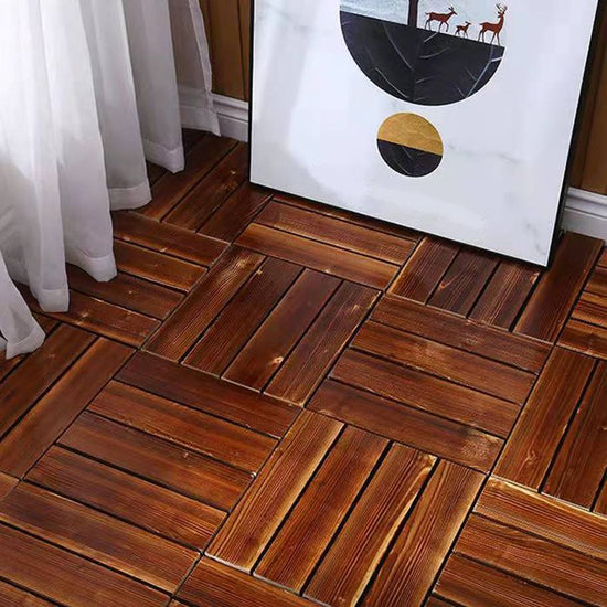 4-Slat Wood Floor Tiles Interlocking Installation Floor Board Tiles ...