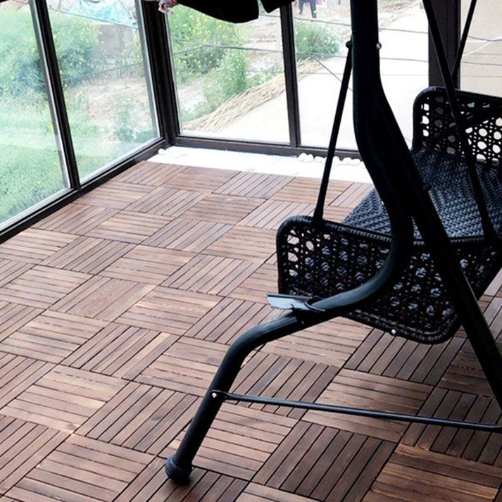 7-Slat Square Wood Floor Tiles Snapping Installation Outdoor Flooring ...