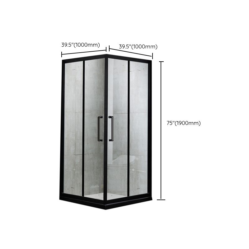 Tempered Glass Framed Shower Enclosure Clear Black Shower Stall - Clearhalo