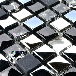 Glass Mosaic Tile Square Shape Wall Tile with Fade Resistant - Clearhalo