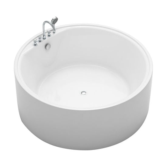 Acrylic Round Bath Tub Whirlpool Freestanding Bathtub with Tub Filler ...