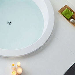 Modern Round Bath Acrylic Soaking White Back to Wall Drop-in Bathtub ...