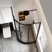 Round Frame Shower Enclosure Double Sliding Tempered Glass Shower Stall ...