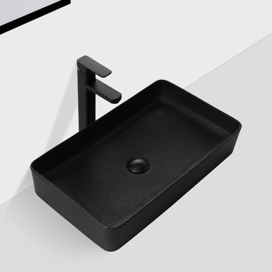 Black Trough Bathroom Sink Round Porcelain Trough Bathroom Sink - Clearhalo